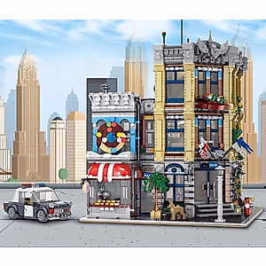 General Jim's City Police Station with Donut Shop Modular Building Blocks Set | MOC Building Set Compatible Bricks with Lego City Sets and Other Major Brands