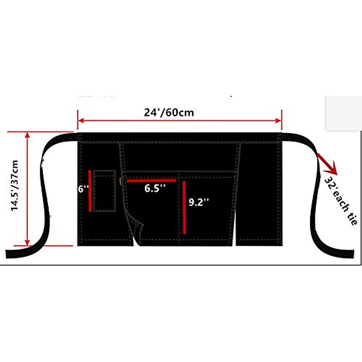 JEQUE 3 Pack Kitchen Restaurant Waist Aprons with 3 Large Pockets for Women Men,Half Short Apron for Server Waiter Waitress,Black