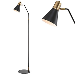 JONATHAN Y JYL6130A Apollo 61" Modern Metal LED Task Floor Lamp, 2700K, Contemporary, Glam, Scandinavian, Minimalist, Modern, Midcentury, Transitional, Office, Living Room, Bedroom, Black/Brass Gold