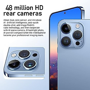 xixaomiro i14Pro Max Unlocked 5G Cellphone Android Smartphone Mobile Phone, 8GB RAM, 512GB ROM 1TB Expandable, 6.8'' FHD Screen, 6000mAh Battery, Dual Sim Card, 48+13MP Camera (Blue)