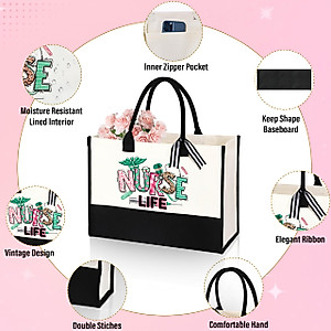 Nurse Gifts for Women Nurse Appreciation Gifts Set Nurses Week Gifts Set Nurse Graduation Gifts Nurse Christmas Gifts Nurse Gift Box for Women Nurse Canvas Beach Bag Socks Keychain 16 Oz Can Glass