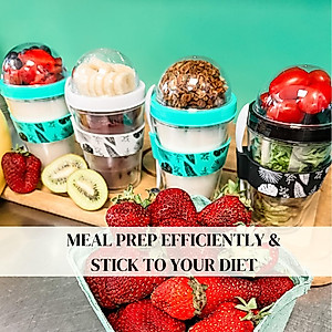 Healthy Habits for a Healthy You 4 Pack - Portable Parfait Cups with Lids Yogurt Containers with Lids Leak Proof Overnight Oats Containers Cereal Container Crunch Cup