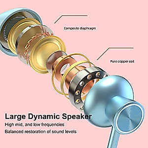 Yunseity Bluetooth 5.3 Neckband Headphones, LED Power Display Wireless Earbuds, Long Playtime in Ear Earphone Stereo Bass Headset with RGB Backligh for Sports Music Conference (Blue)