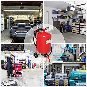 AutoForever 10 Gallon Sandblaster Air Sand Blaster Kit 65-125 PSI High Pressure Abrasive Blasting Tank w/6" Wheels Red