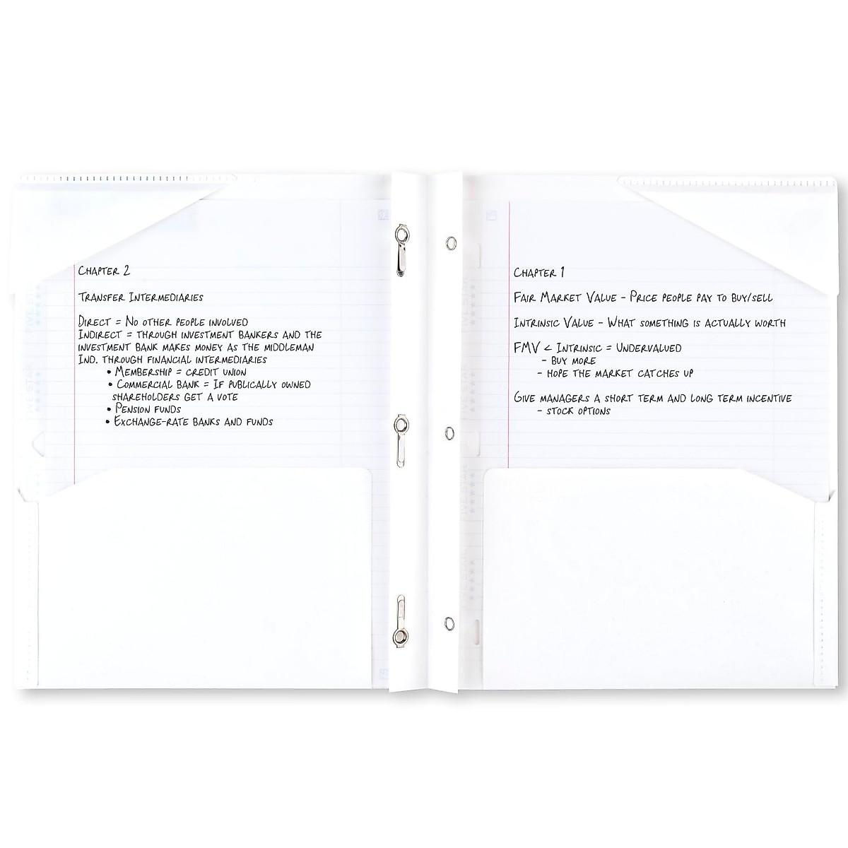 Five Star 2 Pocket Folder, Stay-Put Folder, Plastic Colored Folders with Pockets & Prong Fasteners for 3-Ring Binders, 8-1/2" x 11", White (72494)