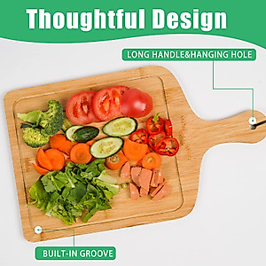 Ricawa Wood Cutting Board Set 3PCS, Kitchen Bamboo Cutting Board, Chopping Board with Juice Groove and Handle – Wood Serving Tray for Meet, Bread, Pizza, Cheese, Fruit &Vegetables(3 Pack, 3 Style)