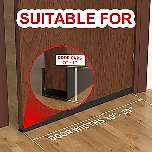 Door Draft Stopper, Cuttable Draft Stopper for Bottom of Door, Strong Adhesive Door Sweeps for Exterior Doors 39” Length (Black)