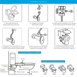 EOLTMESS Bidet Toilet Seat Attachment with Non-Electric Dual Nozzle, Self Cleaning Dual Nozzle Hygienic Toilet Bidet, Pressure Adjustable Water Pressure(15/16)