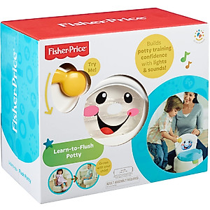 Fisher-Price Toddler Toilet Learn-to-Flush Potty Training Seat with Lights Sounds Phrases and Removable Potty Ring