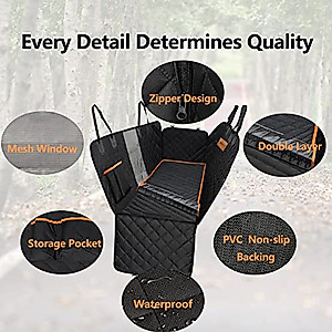Mogijflxcam Dog Car Seat Cover for Back Seat - Waterproof Durable Dog Hammock for Car with Mesh Window - Scratchproof Nonslip Pet Seat Covers for Car Truck or SUV