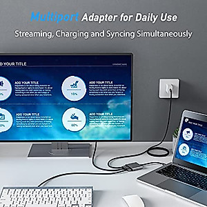 uni USB C to HDMI Multiport Adapter, USB-C / Thunderbolt 3 to [4K HDMI, PD 100W Charging, USB 3.0] Digital AV Adapter 3-in-1 Hub Compatible with MacBook Pro 2021/Air 2020, XPS 15, Galaxy S21