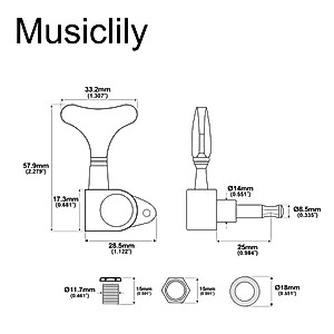 Musiclily 2+2 Sealed Bass Guitar Tuning Pegs Keys 2R2L Machine Head Tuners for Precision Bass and Jazz Bass, Black