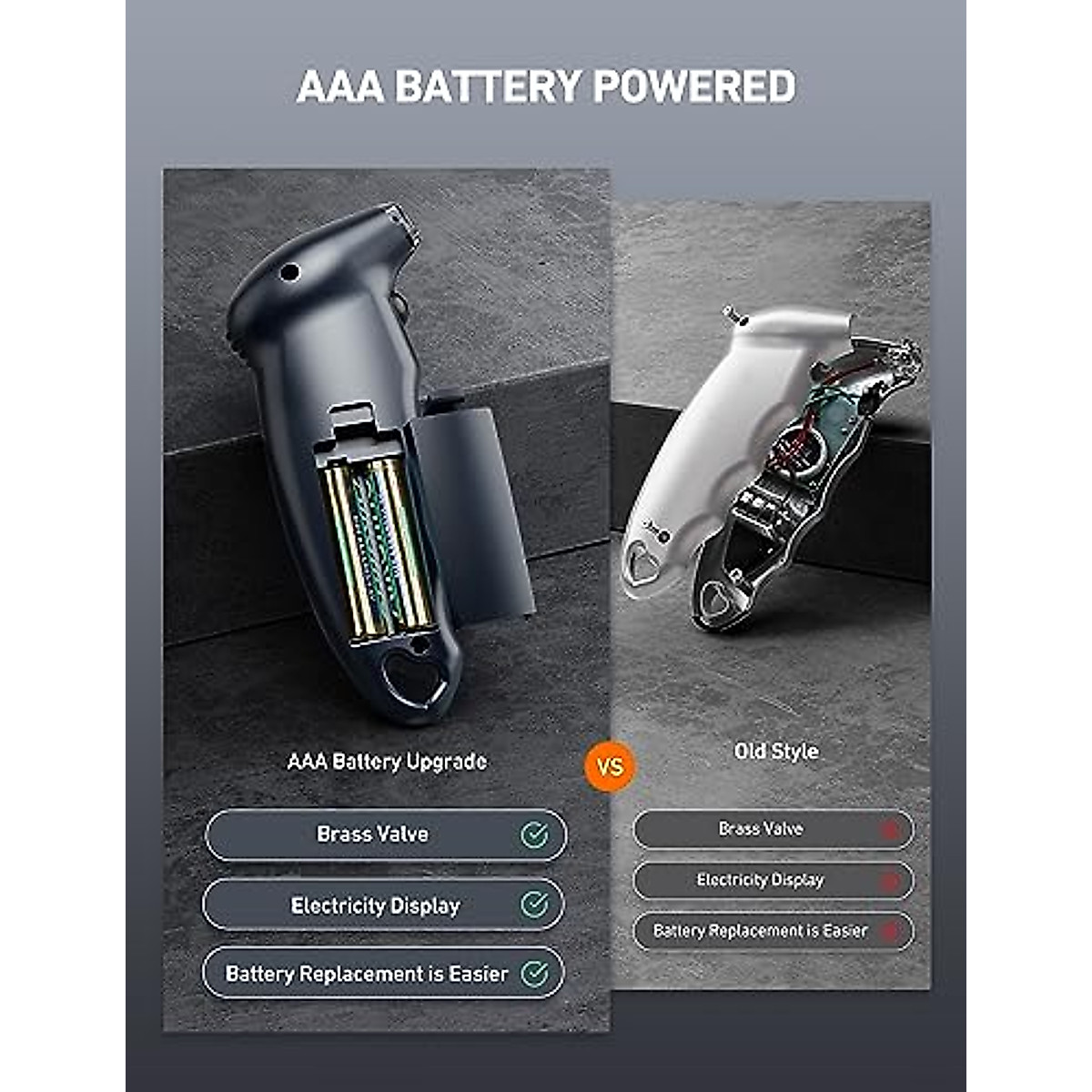 AstroAI Digital Tire Pressure Gauge with Replaceable AAA Battery, 150 PSI 4 Settings Stocking Stuffers for Car Truck Bicycle Backlit LCD Non-Slip Grip Car Accessories, Gray