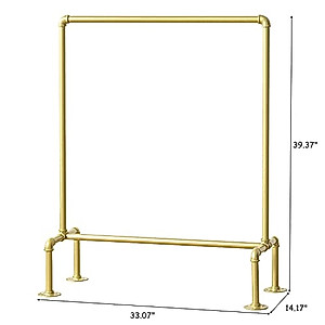 CTHTESY Industrial Pipes Dress up Racks, Child Garment Racks, Kids Clothing Racks, Clothes Hanging Rack with Storage Shelf Organizers Shelves Shelving, Gold