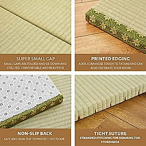 SAN MOTA Japanese Traditional Tatami Mattress, Folds in Three 79"x35"x1.2", Igusa Tatami Japanese Floor Mattress Rush Grass Tatami Mat, Non-Slip Comfortable Tatami Bed(100% Rush Grass)