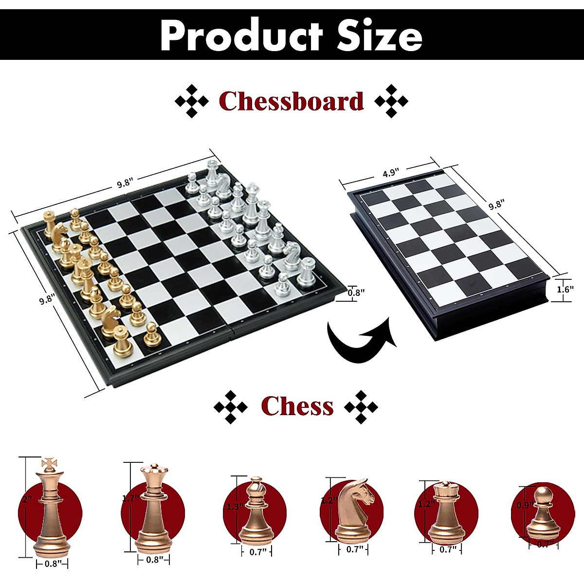 Youdepot Magnetic Chess Set - Portable, Foldable, and Travel-Ready Board Game for Kids and Adults (9.84 Inches)