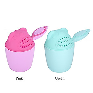 Baby Shampoo Rinse Cup Waterfall Rinser Bath Cup Kid Wash Hair Bathing Flusher Eye for Kids(Green)