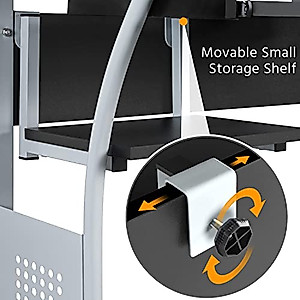 Yaheetech 2 Tier Rolling Home Office Computer Desk with Keyboard Tray & Printer Shelf Stand Study Table Corner Desk for Small Space Black