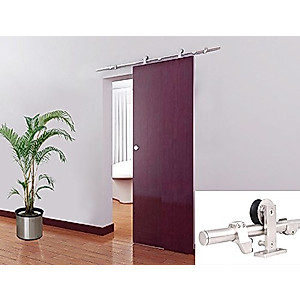 TMS 5FT European Modern Satin Stainless Steel Sliding Barn Wood Door Closet Hardware