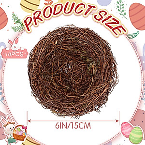 10 Pcs Christmas Artificial Bird Nest Decorating Rattan Birdhouse Nest for Crafts Christmas Thanksgiving Easter Decoration Wedding Patio Garden DIY Terrarium and Spring Vignettes (5.9 Inch)