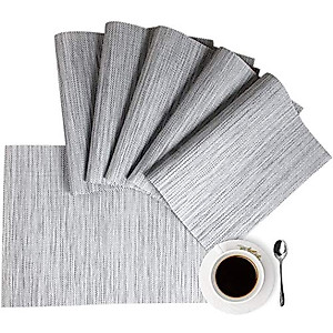 Placemats Placemats for Dining Table Gray Table Mats Set of 6 Easy to Clean Wipeable Washable Modern Outdoor Placemats for Dining Kitchen Table Indoor Valentine's Decorations