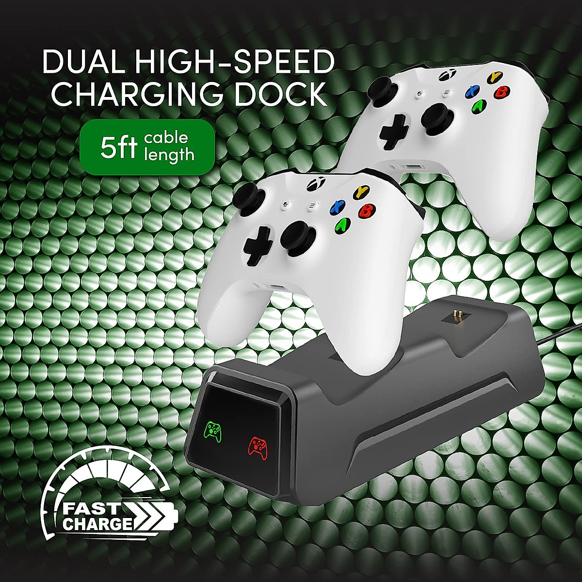 Talkworks Dual Gaming Controller Charging Dock Station - Compatible with Xbox One and Xbox Series S/X (Controllers Not Included) - Bluetooth Charger - Wireless Charging Station Charger Stand