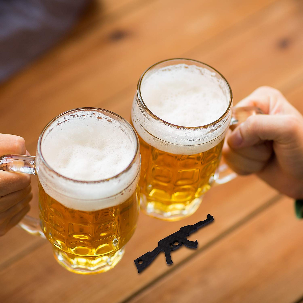 CRMPro Carbon Fiber Bottle Opener with Metal Keyring 2-Pack, Ultralight Keychain Bottle Openers for Outdoor Home Kitchen