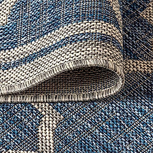 JONATHAN Y SMB109D-9 Trebol Moroccan Trellis Textured Weave Indoor Outdoor Area Rug Bohemian Modern Easy Cleaning Bedroom Kitchen Backyard Patio Non Shedding, 9 X 12, Navy/Gray (JSMB109-D9)