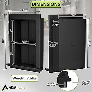 AdirHome Recessed Wall Mount Storage Cabinet – Sturdy Fully Assembled Wooden Utility Storage Shelf – Ideal for Home Kitchen, Bathroom, Laundry, Medicine Cabinet (Black)