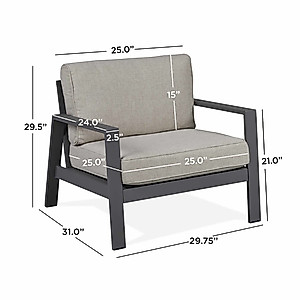 Real Flame Aegean Outdoor Chair with Cushions - Patio Furniture, Aluminum Frame - Weather & Sun Resistant, Rustproof