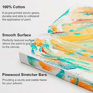 AUREUO Mini Stretched Canvas - 3x3 Inch/24 Pack - 2/5 Inch Profile Small Square Canvas - Gift Set Bulk Pack Canvases for Acrylic Painting & Craft