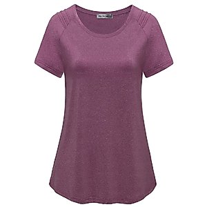 MISS FORTUNE Hiking Shirts for Women Outdoor Sports Active Wear Clothing Fitness Yoga t-Shirts (2- Red, Large)