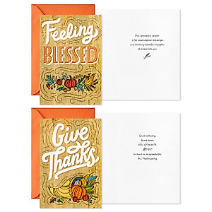 Hallmark Thanksgiving Cards Assortment, Rustic Wood Grain Designs (16 Assorted Cards with Envelopes)