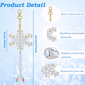 MJFUNTXY 6 Sets Christmas Snowflakes Diamond and Painting Ornaments 5D Winter Christmas Snowflakes Painting Kits Diamond Art Christmas Ornaments Winter Hanging Christmas Pendant DIY Wind Chime Decora