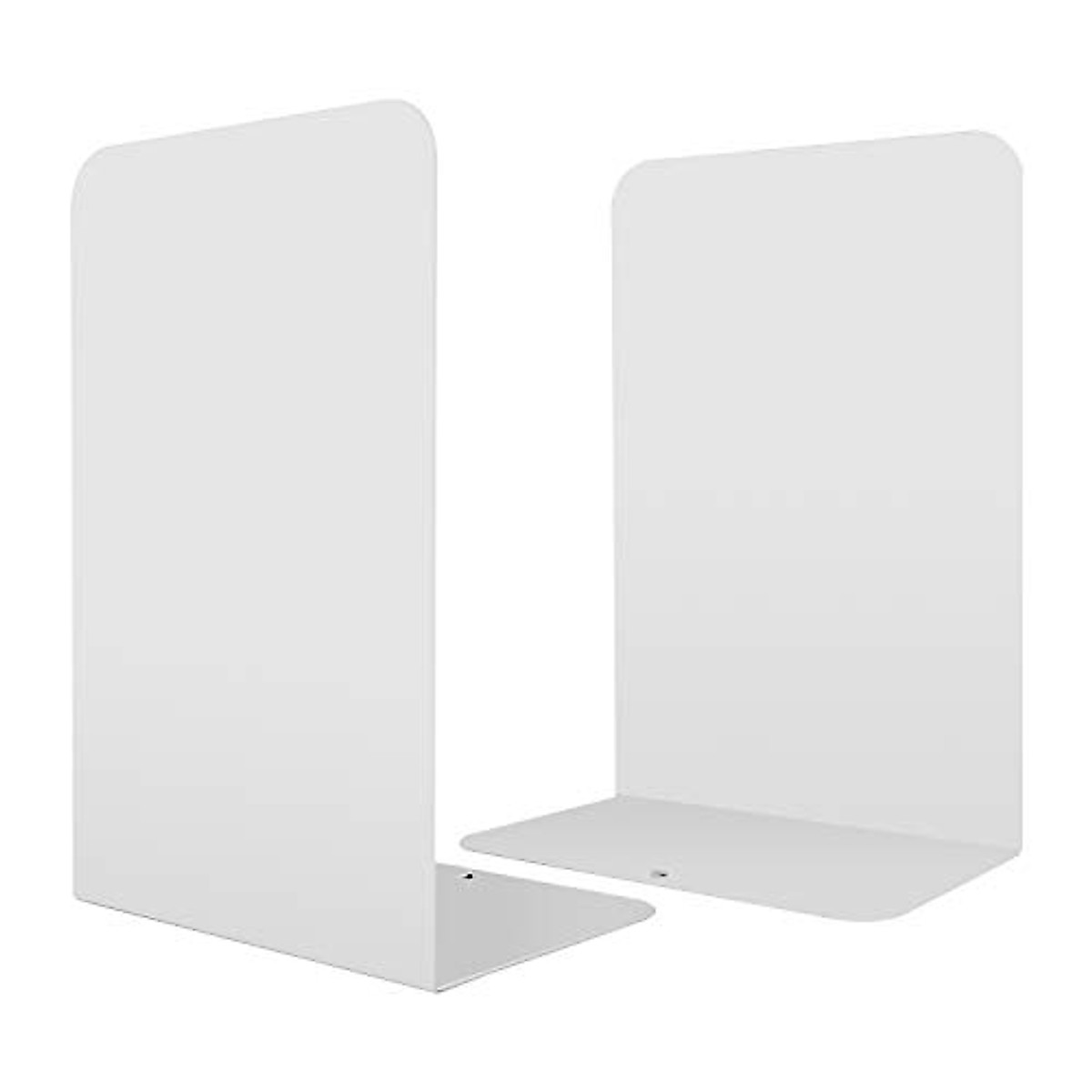 2 Pcs White Metal Bookends 8.0 x 3.9 x 5.3 Inch, CBTONE Heavy Duty Premium Book Ends for Shelves, Nonskid Book Holders for Books Notebooks Files Magazines DVDs - Great for Office, Home, School, Dorm