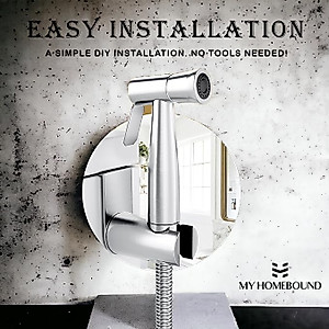 My Homebound Handheld Toilet Bidet Sprayer, Stainless Steel Jet Sprayer kit, Bathroom Bidet with Adjustable Water Pressure, Easy to Install Bidet Faucet Sprayer for Baby Cloth Diaper Cleaning