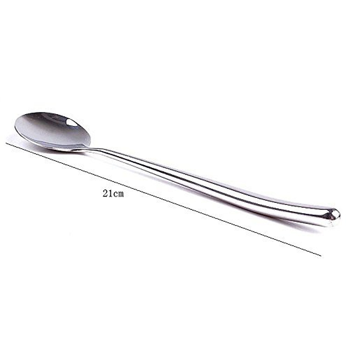 Korean Stainless Steel Rice Soup Iced Tea Spoon Coffee Spoon Cold Drink Spoon Fruit Juice Long Ice Scoop Long handle Great Circle 6Pcs