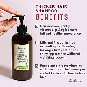 Just Natural Products Thicker Hair Shampoo and Conditioner | Natural Anti Thinning Shampoo and Conditioner | Thicker Hair Bundle for Men and Woman | Just Nutritive | Each Product 16 Fl Oz