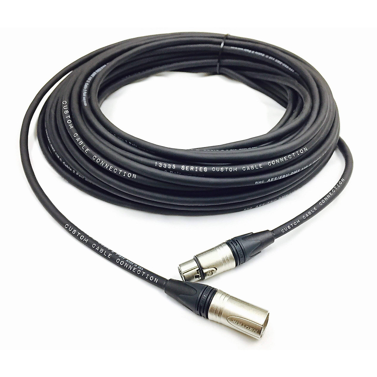 125 Foot 5-Pin XLR 24 AWG (Gauge) DMX512 Data Cable Male to Female for stage lighting, LED Uplights, DJ Lights and DMX512 Controller- made by Custom Cable Connection