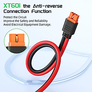 Bateria Power Solar to XT60i Charge Extension Cable 10FT 12AWG, Solar Connector to XT60 Adapter Wire Connecting for Foldable Solar Panel to Portable Power Station Solar Generator (XT60I-F 10FT)