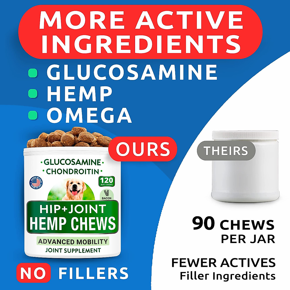 Hemp + Glucosamine + Calming Treats for Dogs Bundle - Joint Pain Relief + Anxiety Relief - Hemp Oil + Chondroitin, w/MSM + Omega 3 - Hip & Joint Supplement + Stress Relief - 240 Chews - Made in USA