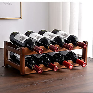 Maydear Multi-Tier Bamboo Wine Rack, Wine Racks Countertop, Freestanding Display Stand Shelves-2 Tier