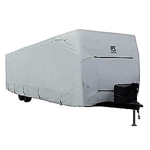 Classic Accessories Over Drive PermaPRO Travel Trailer Cover, Fits 24' - 27' RVs, Camper RV Cover, Customizable Fit, Water-Resistant, All Season Protection for Motorhome, Grey