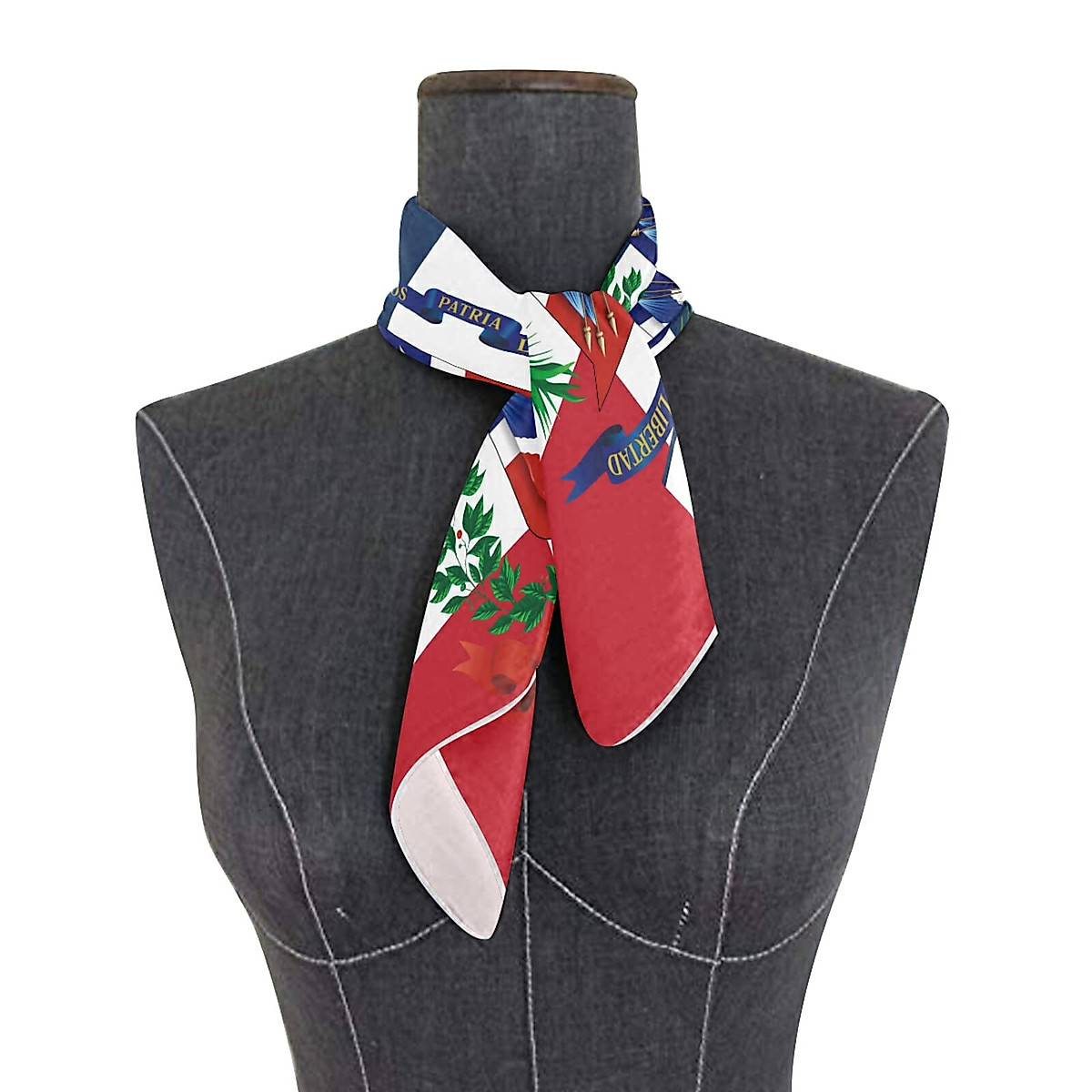 Women's Fashion Silk Scarf Dominican Republic Flag Square Satin Headscarf Neck Scarf Head Hair Wraps