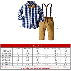 Moyikiss Studio Toddler Dress Suit Baby Boys Gentleman Clothes Sets Bow Ties Shirts + Suspenders Pants Outfits(Navy blue,100/3T)