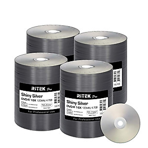 400 Pack Ritek Pro (Professional Grade) DVD-R 16X 4.7GB AZO Dye (MID MXL RG04) Shiny Silver Lacquer Silk Screen Printable Blank Media Recordable Disc