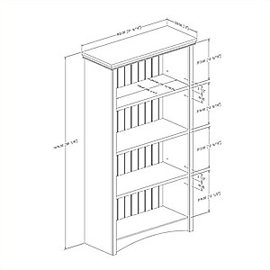 Atlin Designs Modern 4 Tier Bookcase, 58" Wood Bookshelf with Adjustable Shelves, White