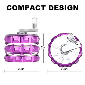 2.5" Hand Crank Aluminium Grinder with Clear Top, Purple and Silver