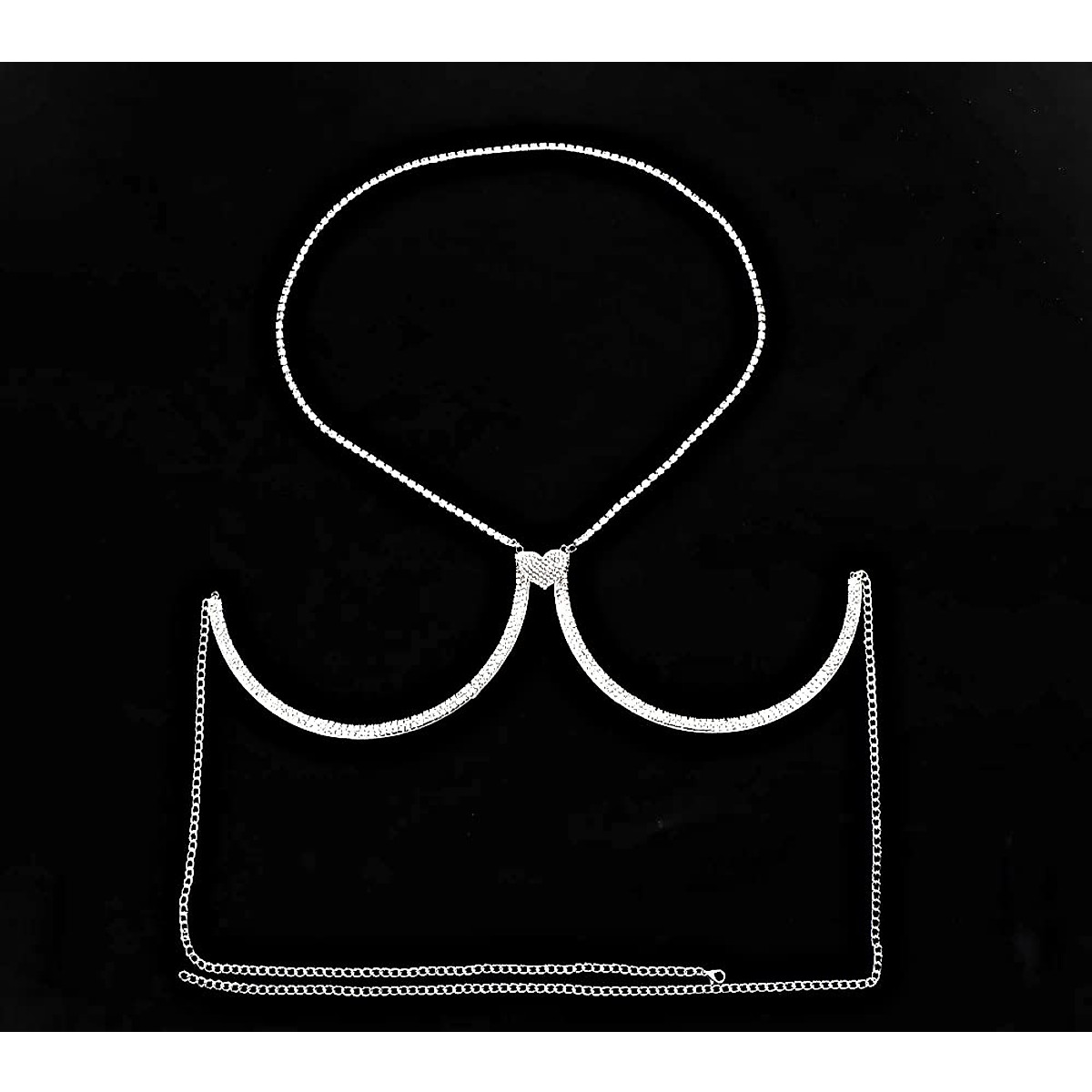 Rhinestone Chest Bracket Bra Chain Body Jewelry Heart Bikini Breast Body Chain for Women
