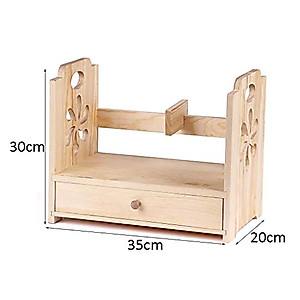 PSVOD Bookshelf Simple Desktop Bookshelf Wooden Combination Small Bookshelf Natural Texture Desktop Organizer Display Stand 35×20×30 cm Storage Shelf bookends